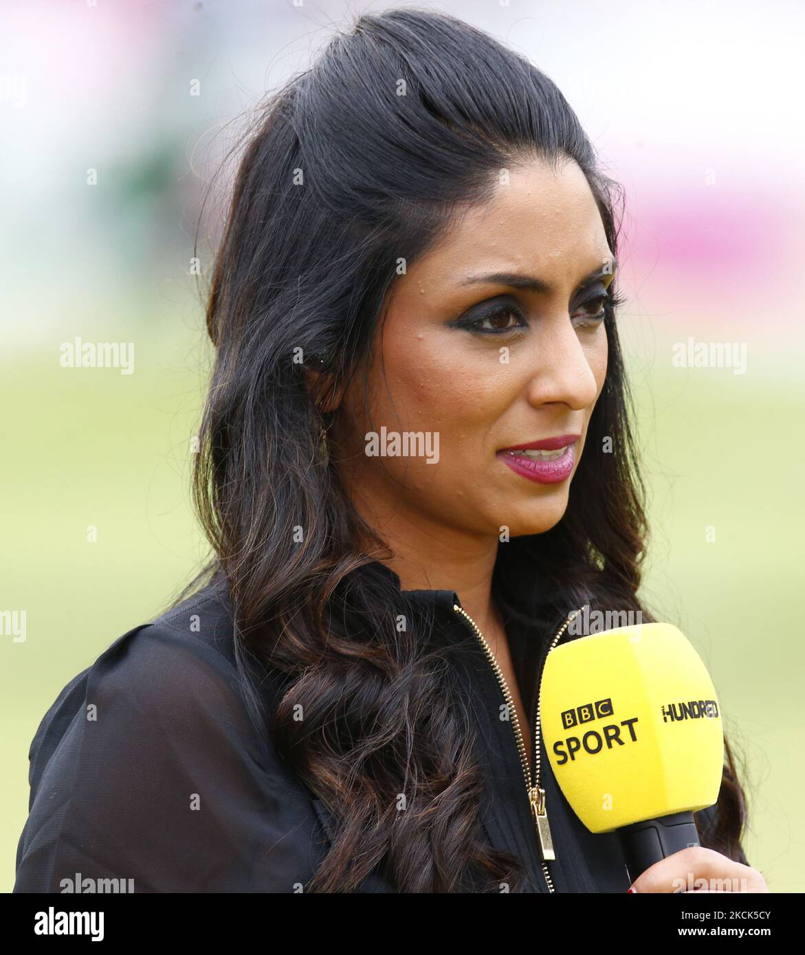 isa Guha working for BBC Sport during The Hundred Women Final between ...