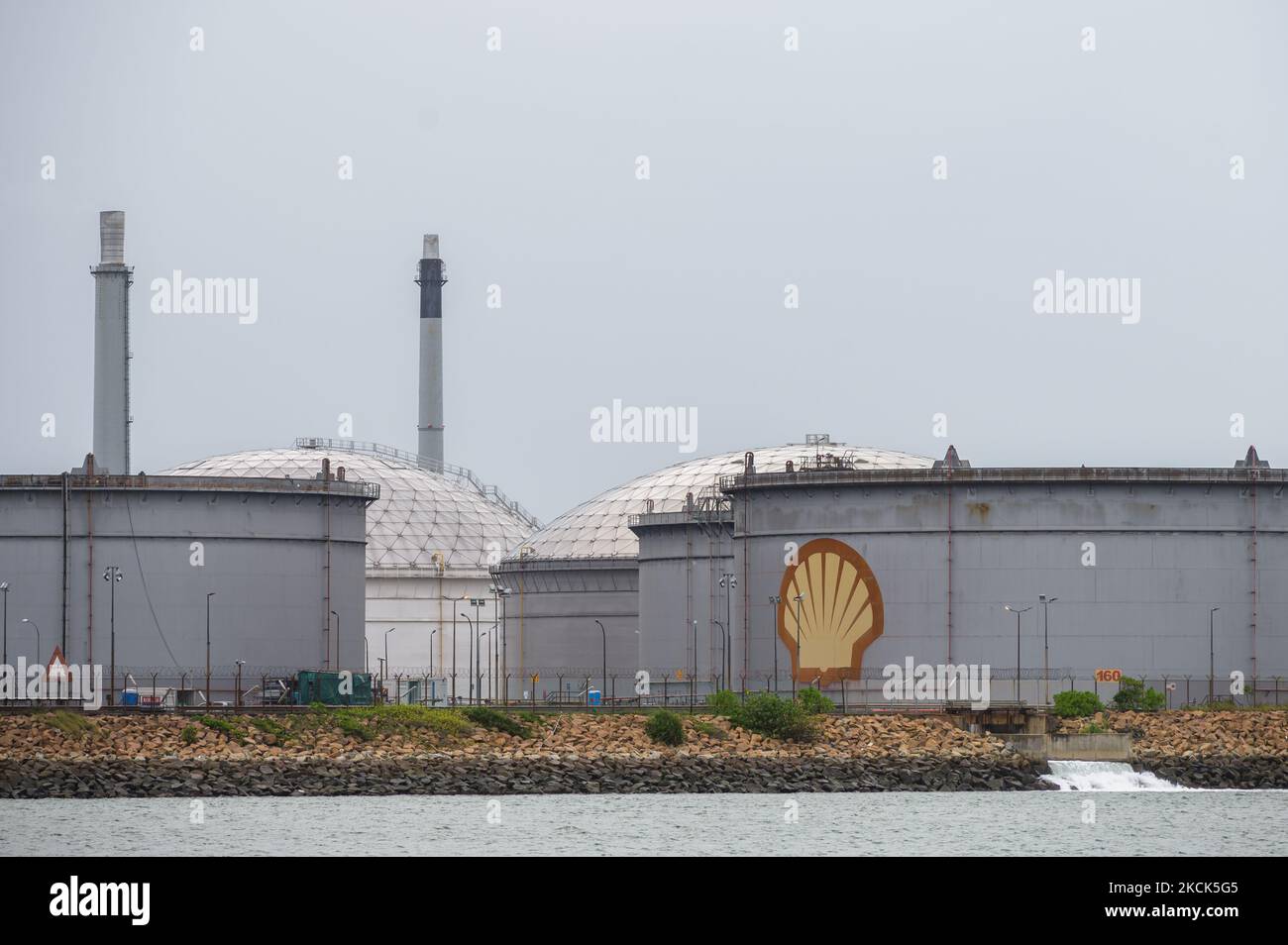 Storage tanks at the Shell refinery at Pulau Bukom in Singapore on ...