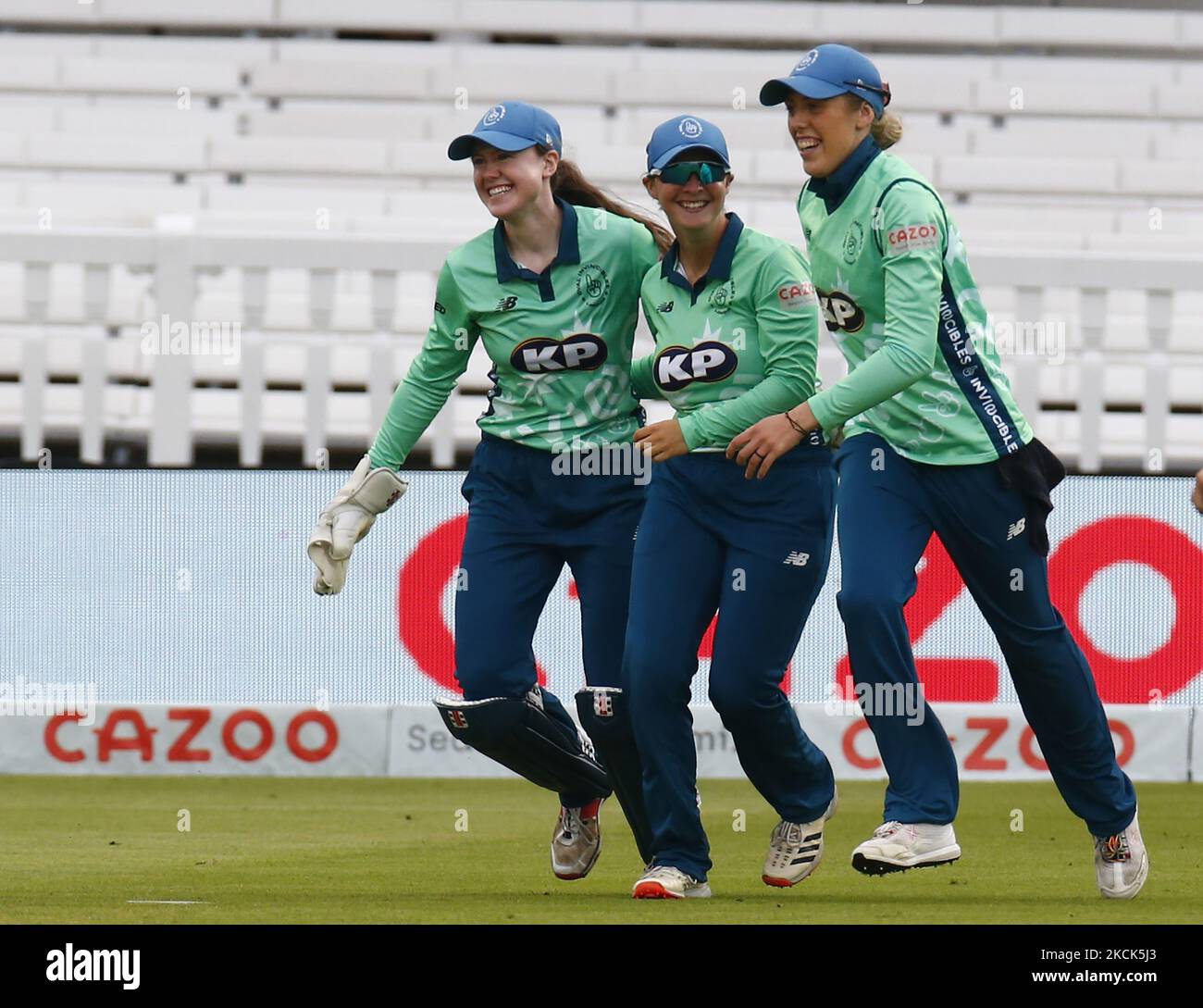 Alice Capsey of Oval Invincibles Women celebrates the catch of Gaby ...