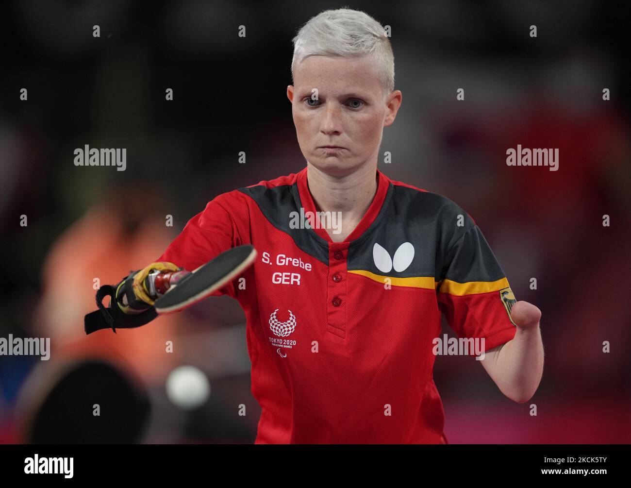 Stephanie Grebe from Germany during table tennis at the Tokyo ...