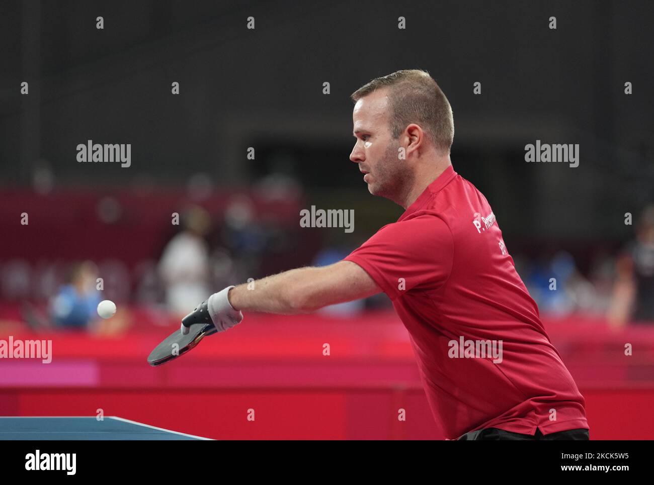 Peter Rosenmeier from Denmark during table tennis at the Tokyo ...