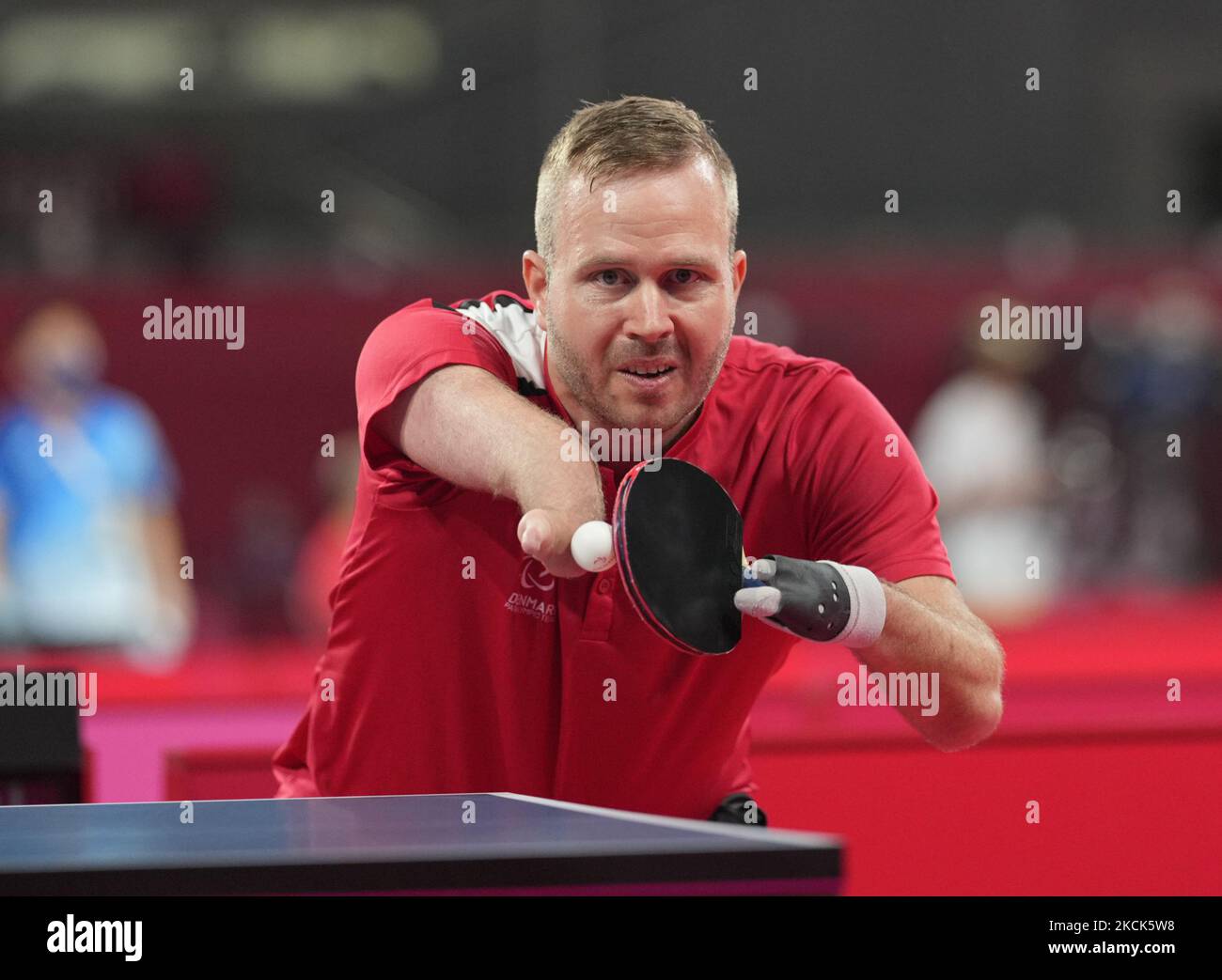 Peter Rosenmeier from Denmark during table tennis at the Tokyo ...