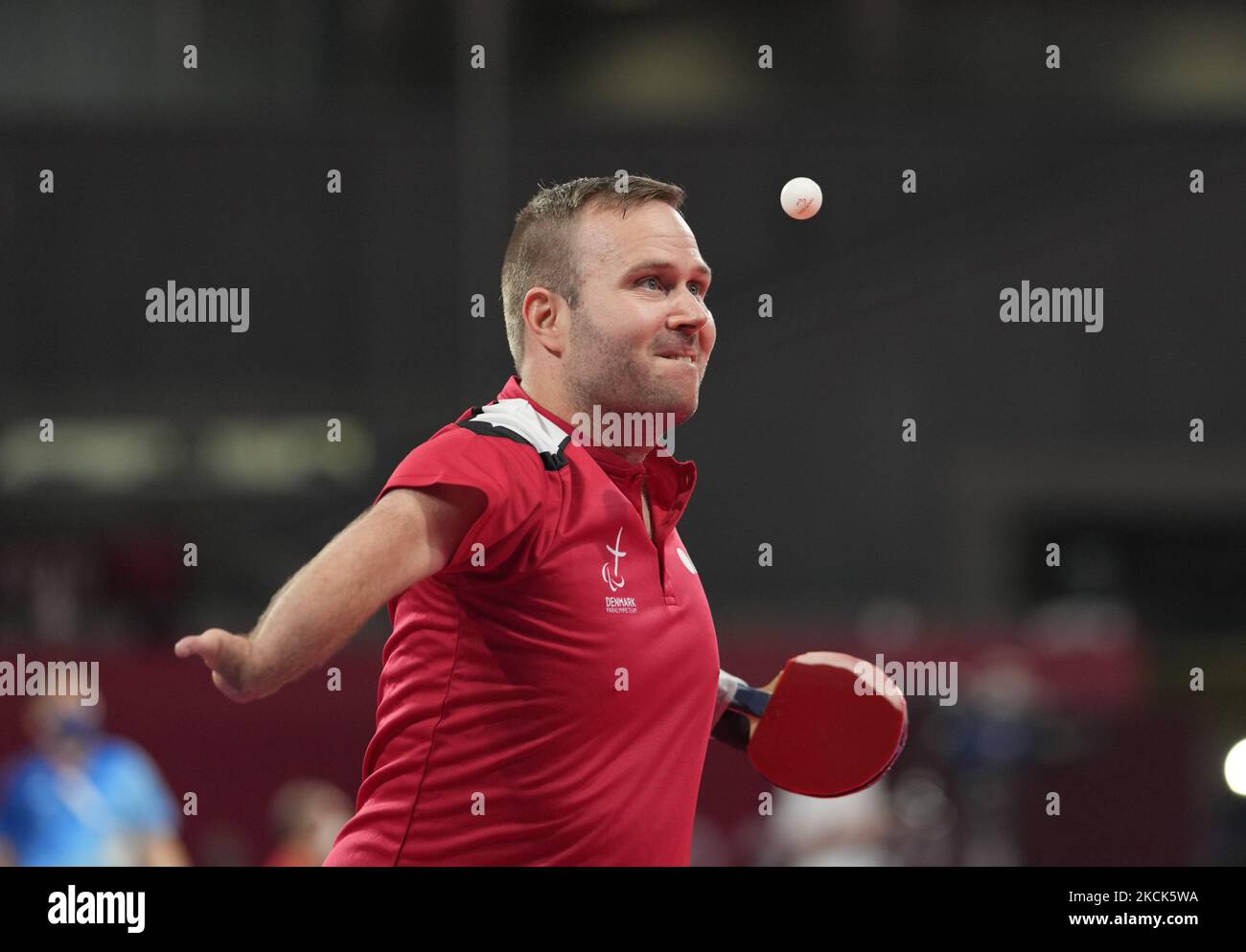 Peter Rosenmeier from Denmark during table tennis at the Tokyo ...