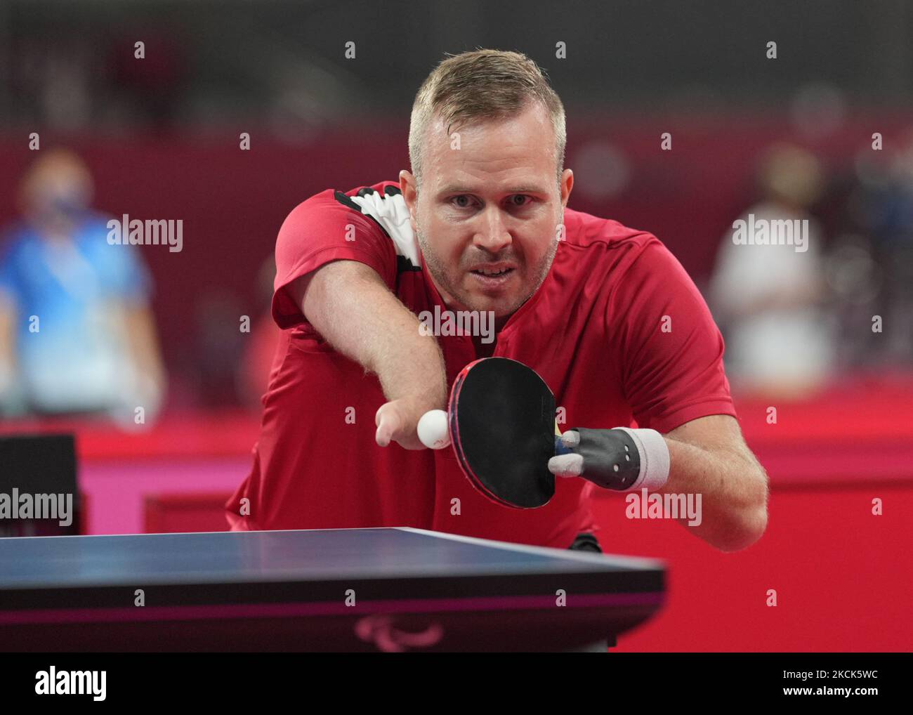 Peter Rosenmeier from Denmark during table tennis at the Tokyo ...