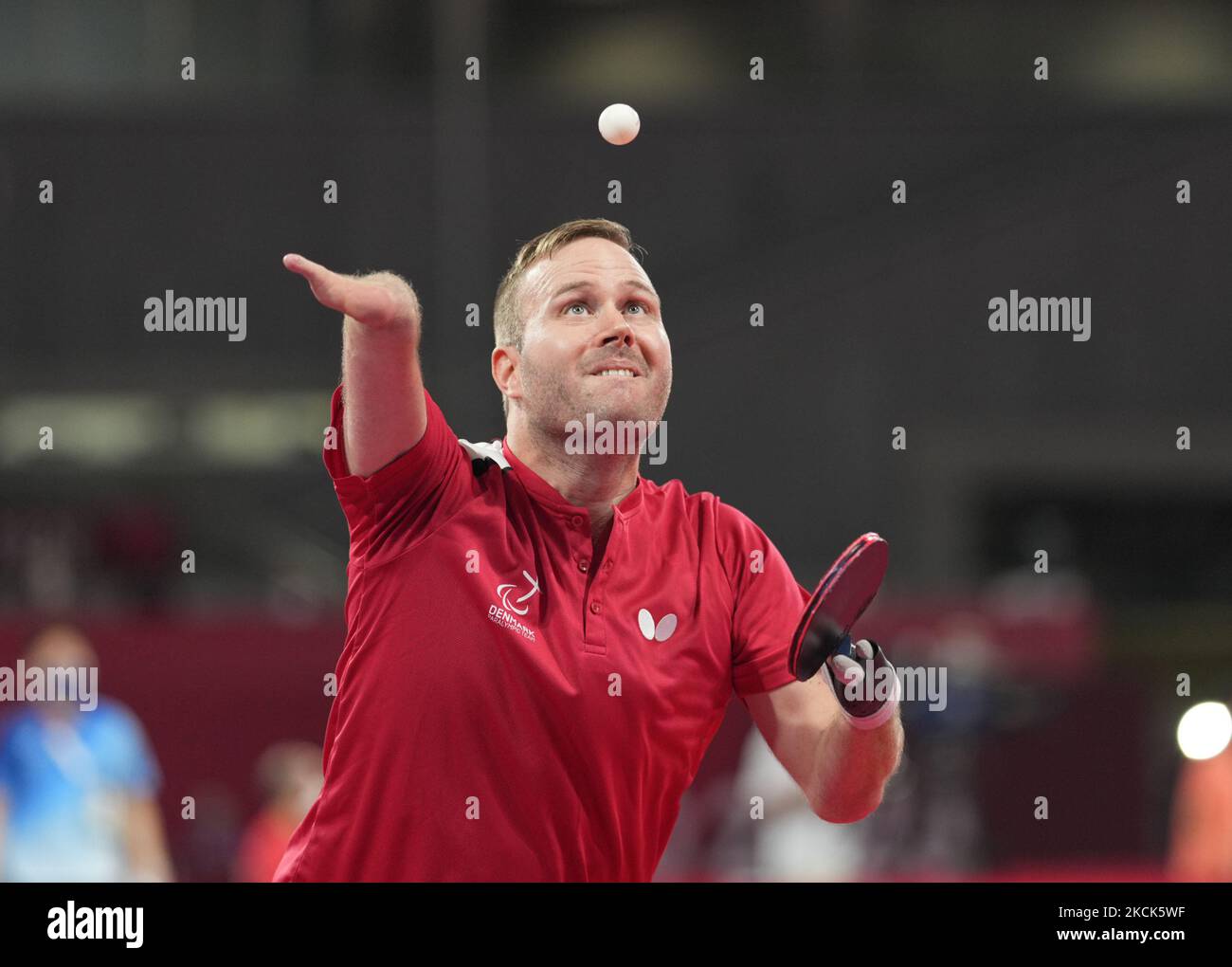 Peter Rosenmeier from Denmark during table tennis at the Tokyo ...
