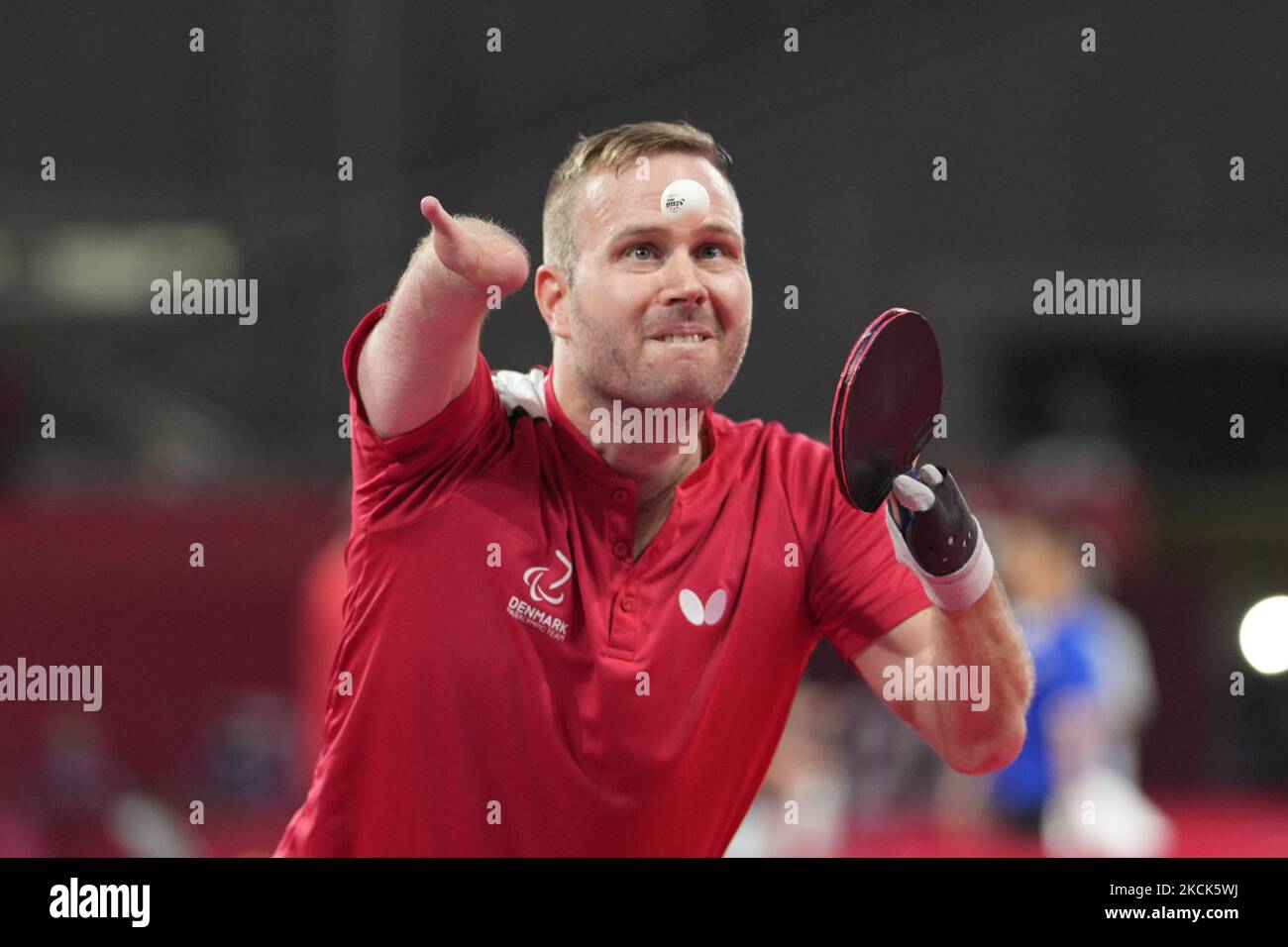 Peter Rosenmeier from Denmark during table tennis at the Tokyo ...