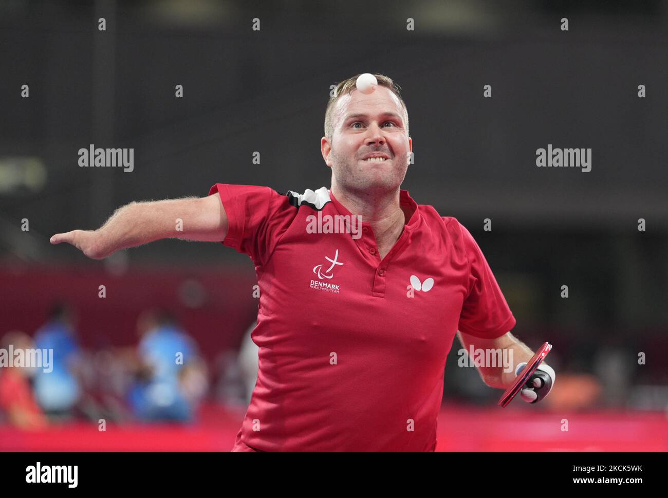Peter Rosenmeier from Denmark during table tennis at the Tokyo ...