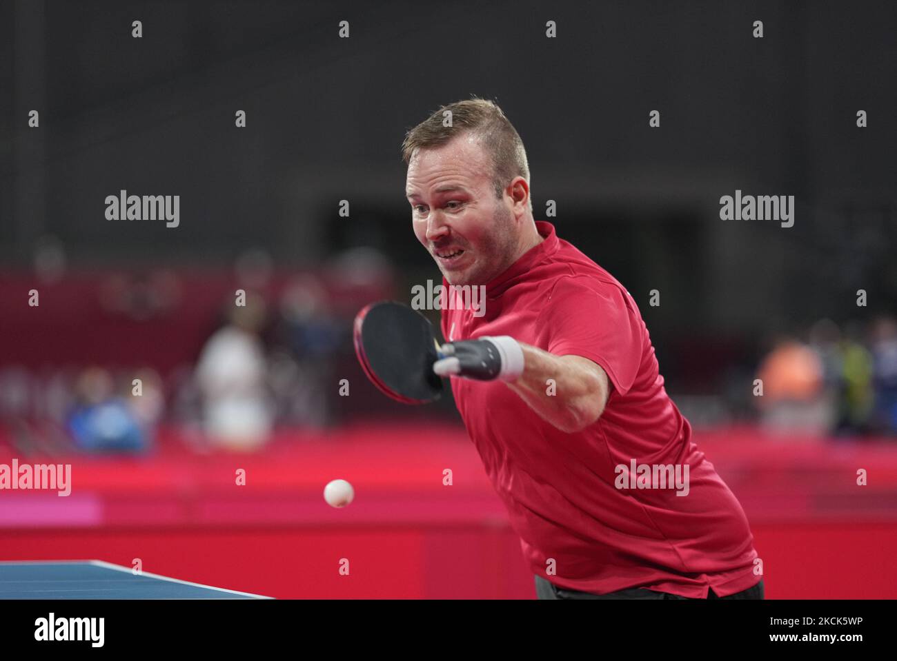 Peter Rosenmeier from Denmark during table tennis at the Tokyo ...