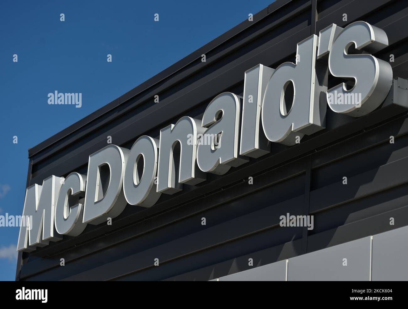 McDonald's sign outside a McDonald's restaurant in South Edmonton. On ...