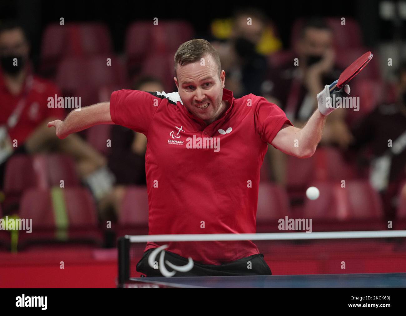 Peter Rosenmeier from Denmark during table tennis at the Tokyo ...