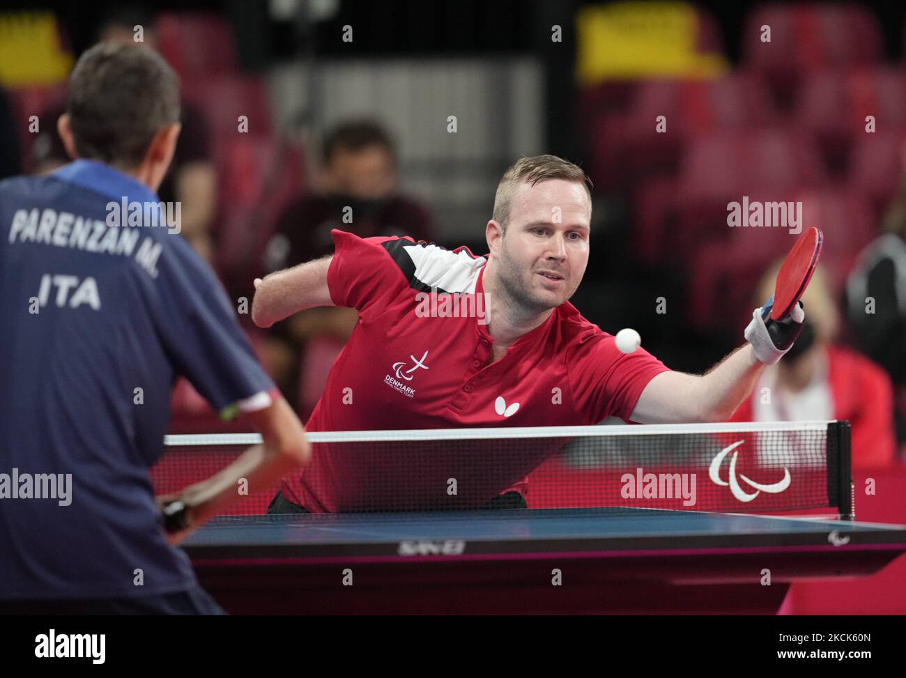 Peter Rosenmeier from Denmark during table tennis at the Tokyo ...