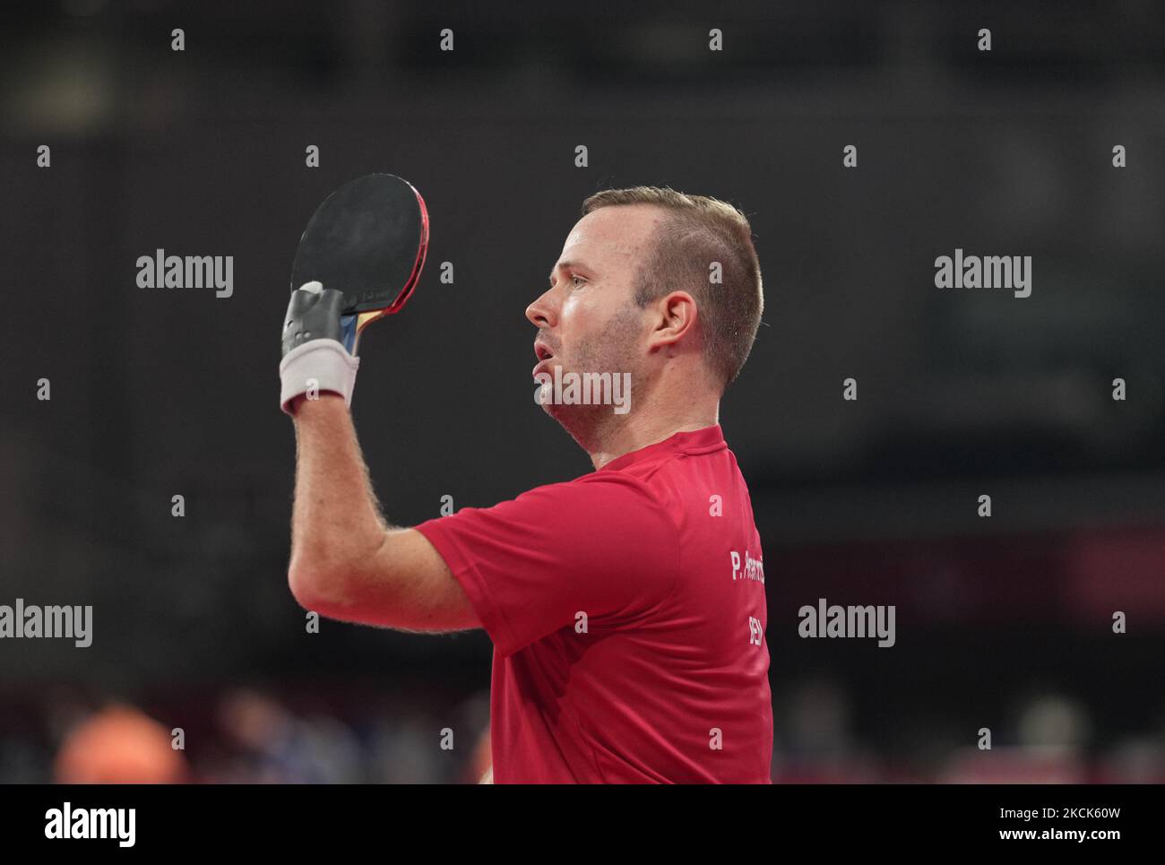 Peter Rosenmeier from Denmark during table tennis at the Tokyo ...