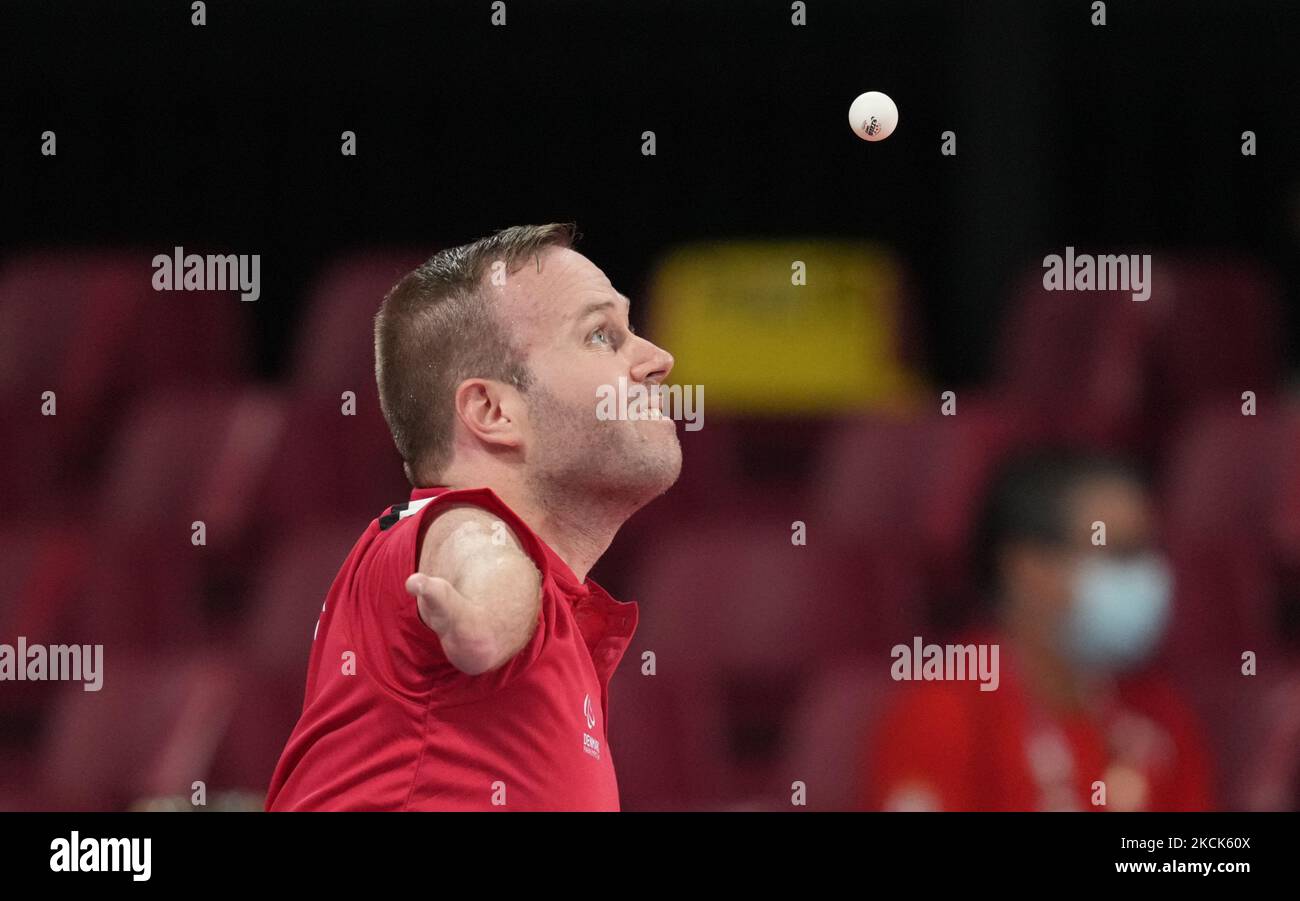 Peter Rosenmeier from Denmark during table tennis at the Tokyo ...