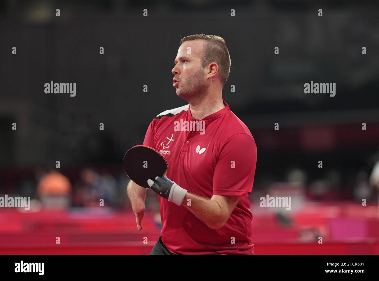 Peter Rosenmeier from Denmark during table tennis at the Tokyo ...