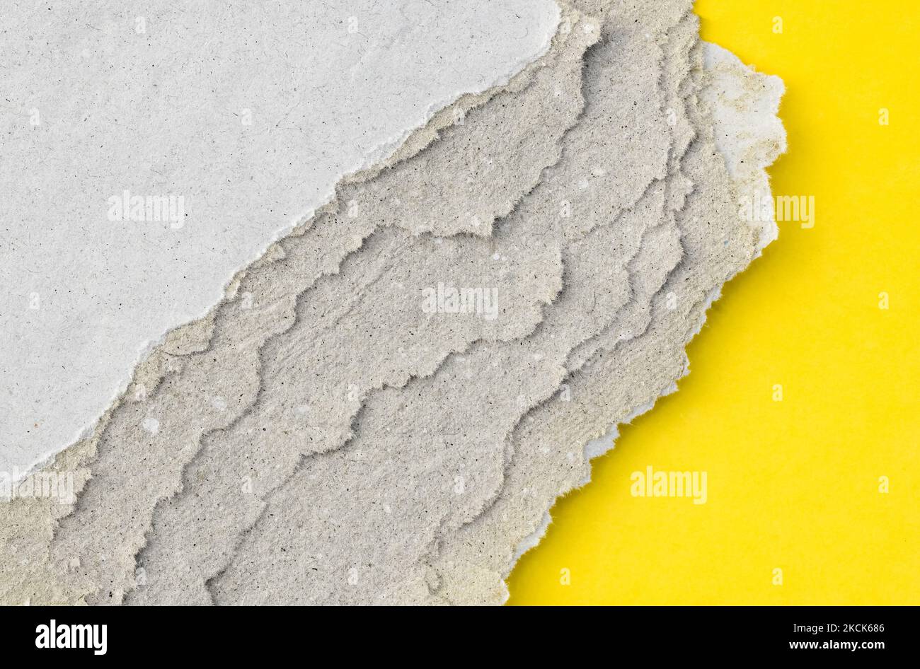 Scrap of cardboard paper with torn edge on yellow background Stock ...