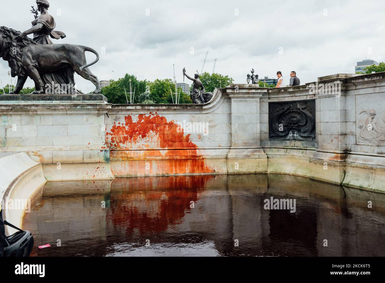 Extinction Rebellion Protesters dye the water and walls of the Queen ...