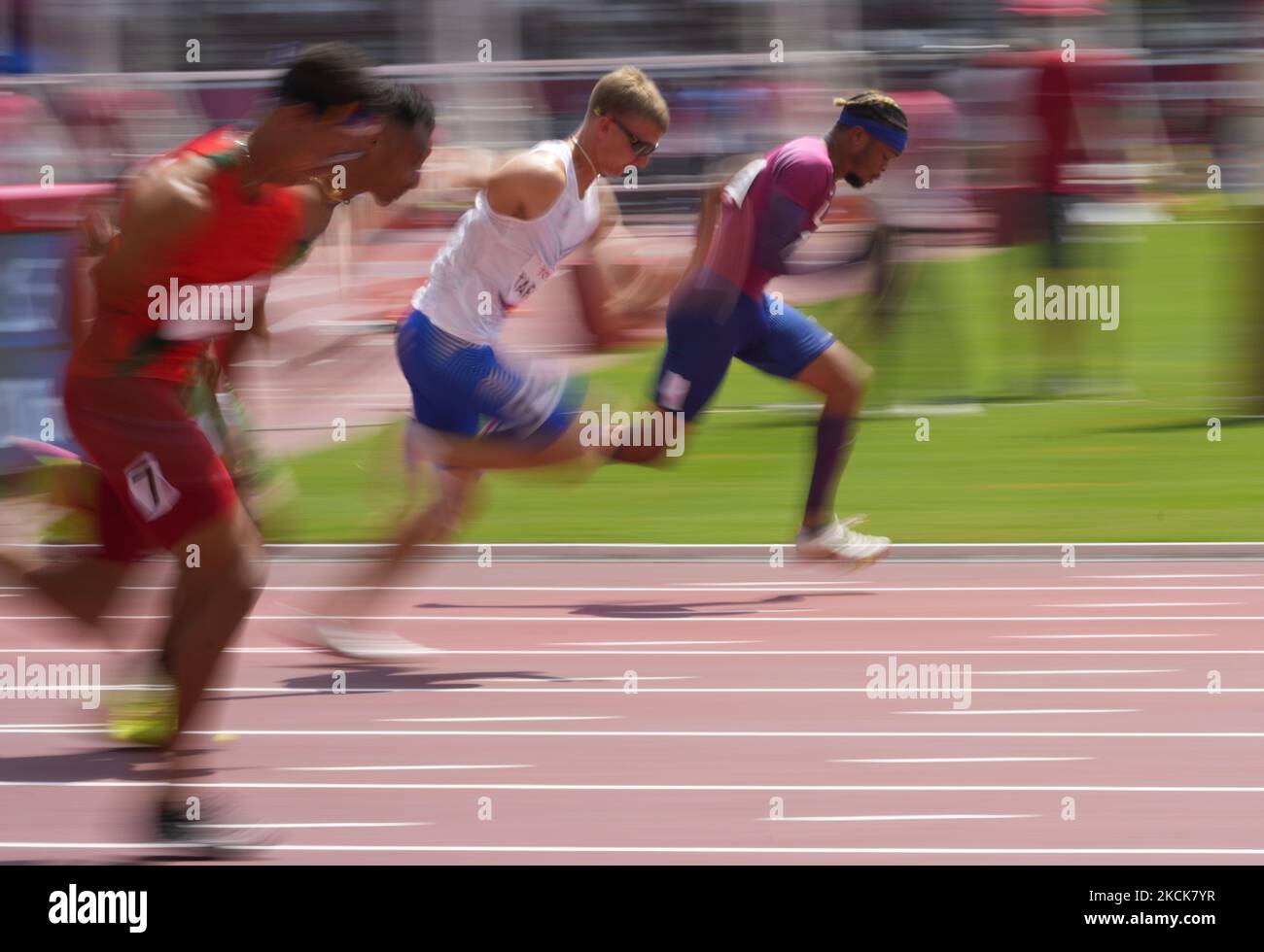 Noah Malone from USA at 100m during athletics at the Tokyo Paraolympics ...