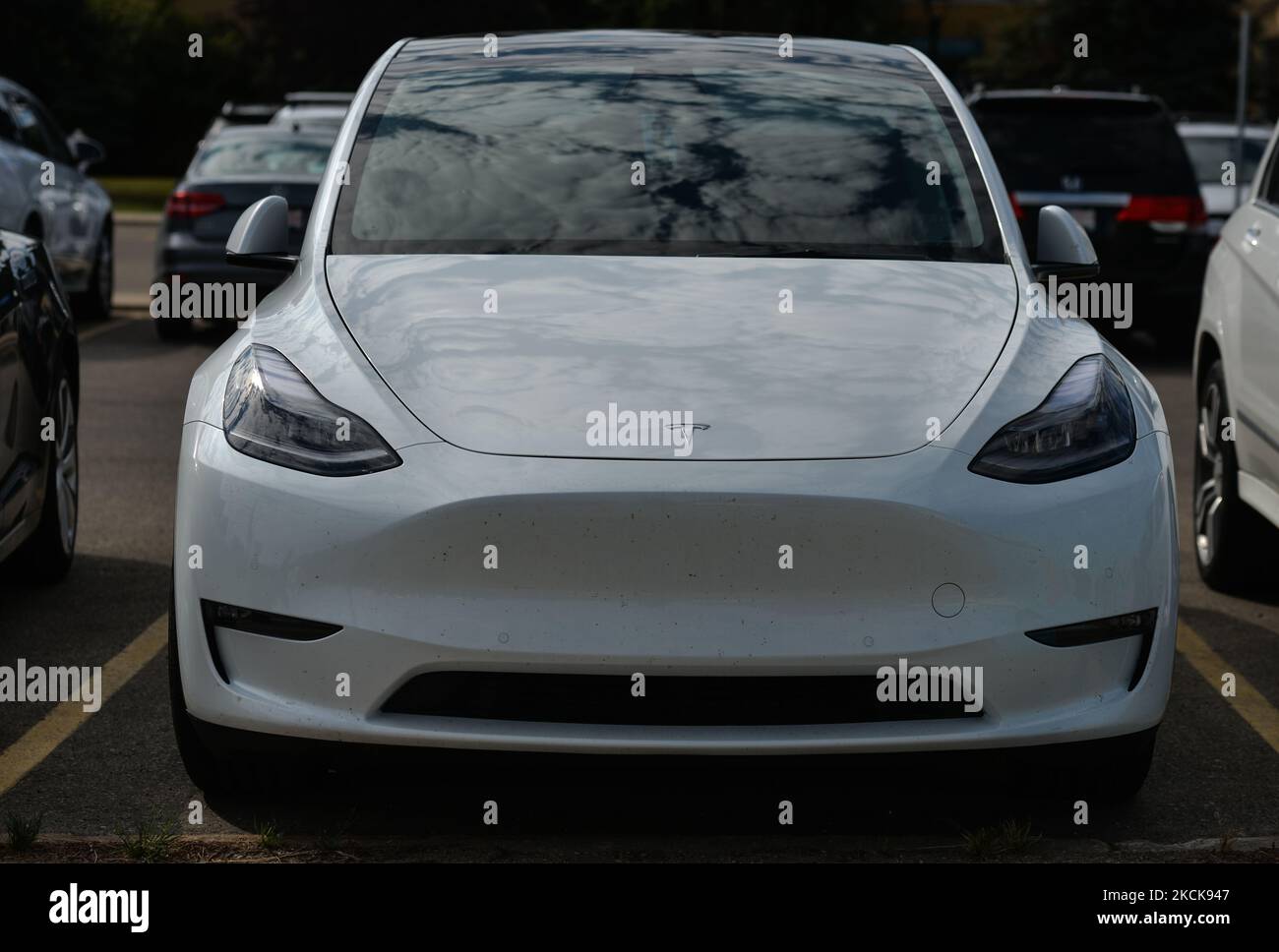 Tesla Model X parked in Edmonton center. Thursday, August 26, 2021, in ...