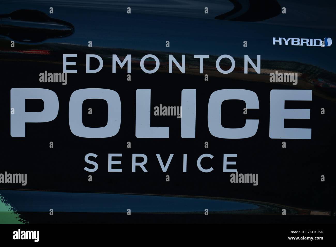 Edmonton Police Serrvice logo seen on a parked Police car, in Edmonton ...
