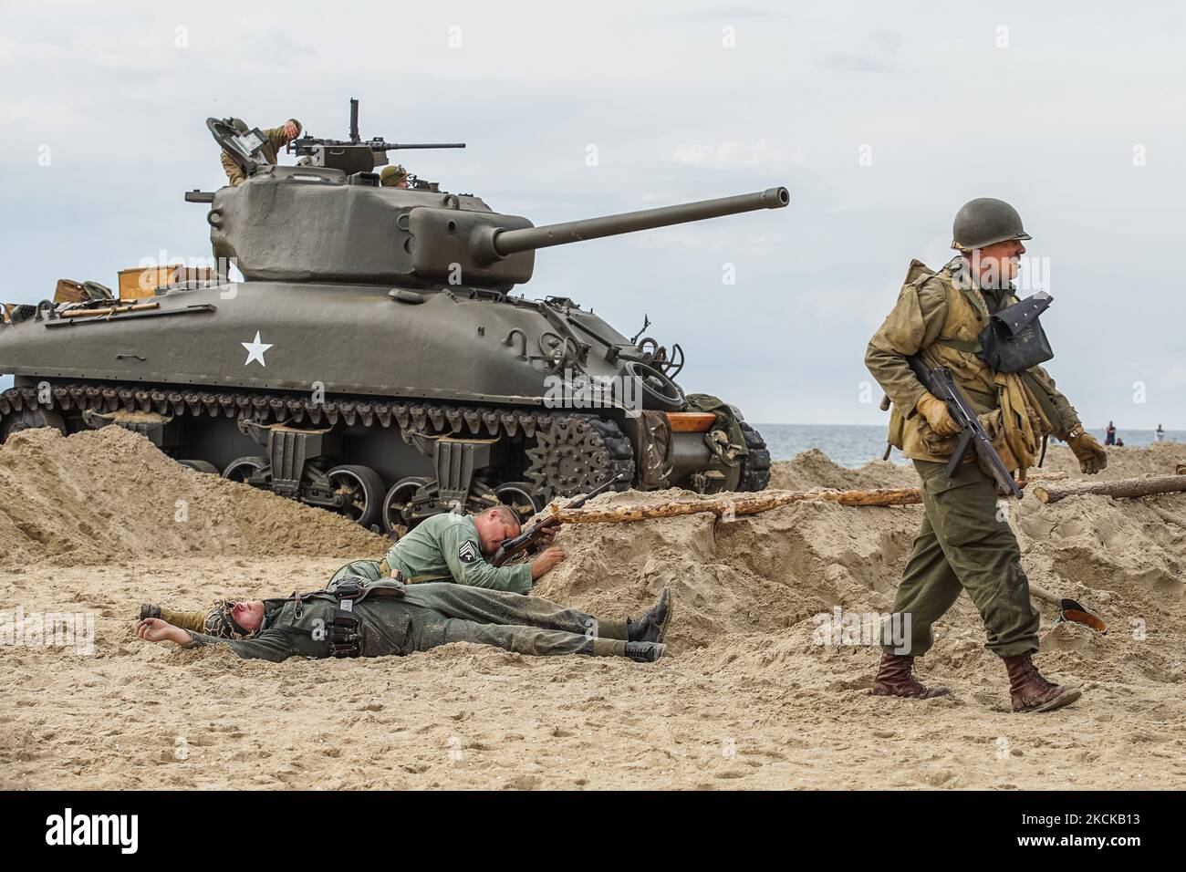 Landing on Omaha Beach re-enactment during the D-Day Hel festival is ...