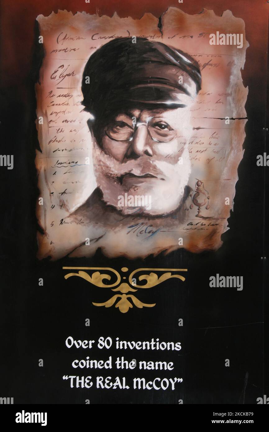 Portrait of inventor Elijah McCoy on the Sandwich Town mural which ...