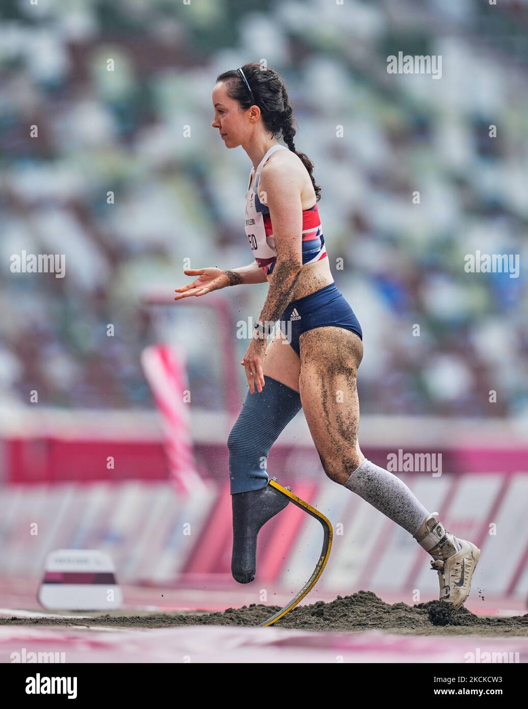 Stef Reid from during athletics at the Tokyo Paralympics, Tokyo Olympic ...