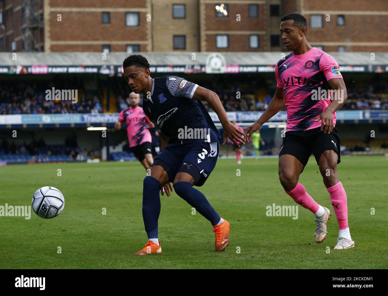 Nathan Ralph of Southend United holds of Alex Reid of Stockport County ...