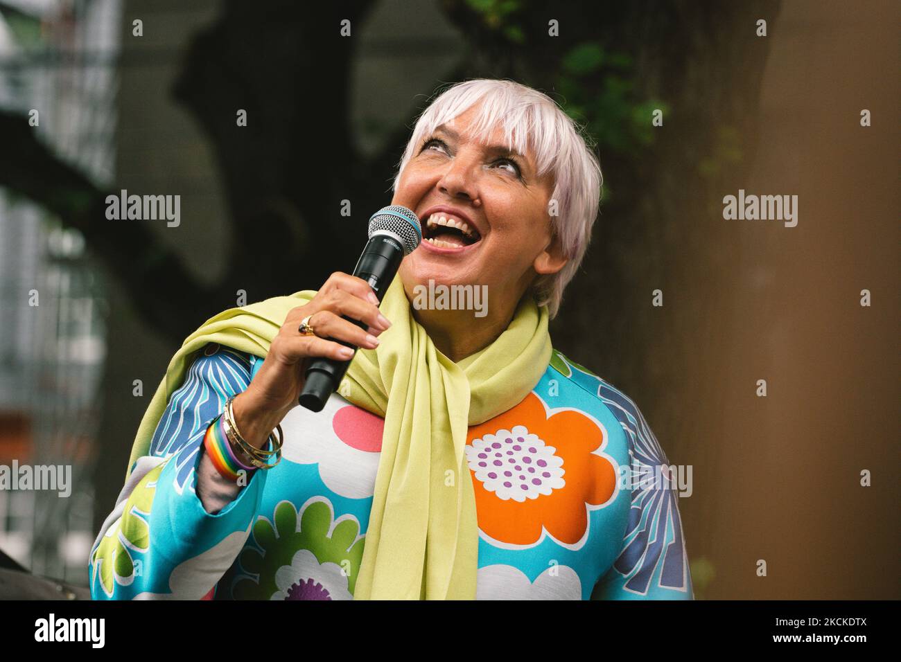 German politican Claudia Roth speaks to the crowd during the annual ...