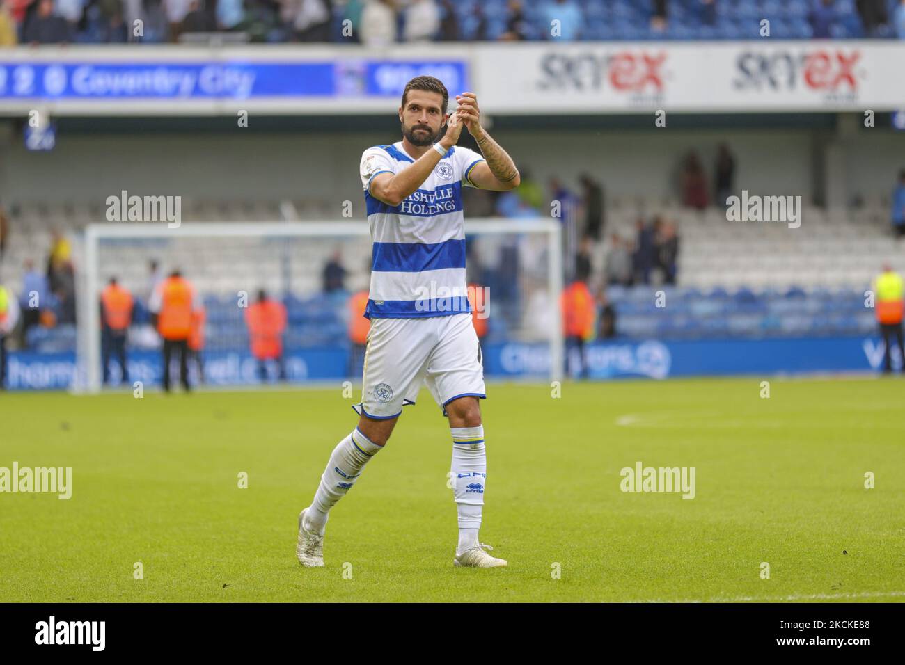 QPR’s Yoann Barbet applauds the crowd after the Sky Bet Championship ...