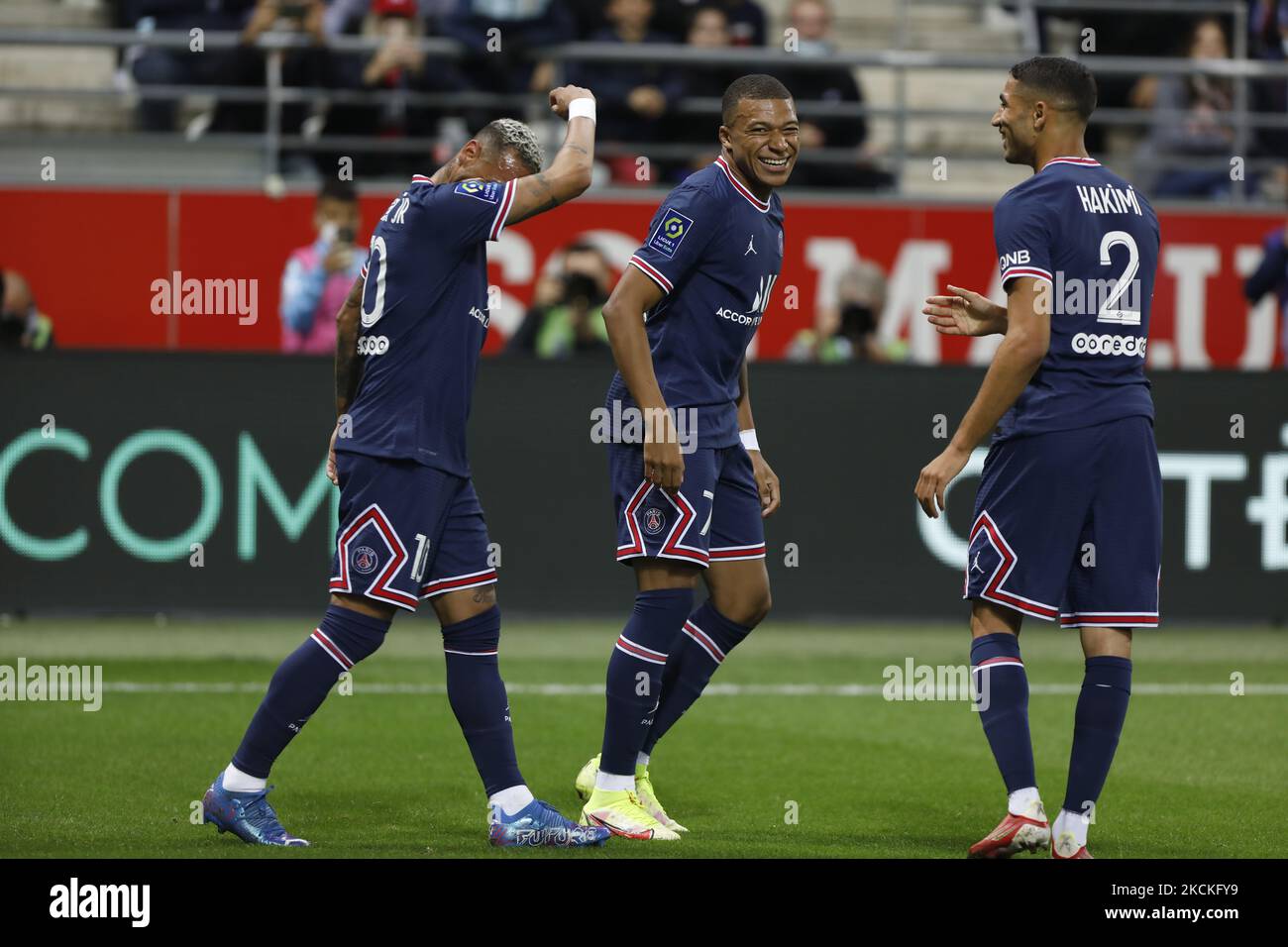 Kylian Mbappe, Kylian Mbappe, Achraf Hakimi during the French championship Ligue 1 football ...