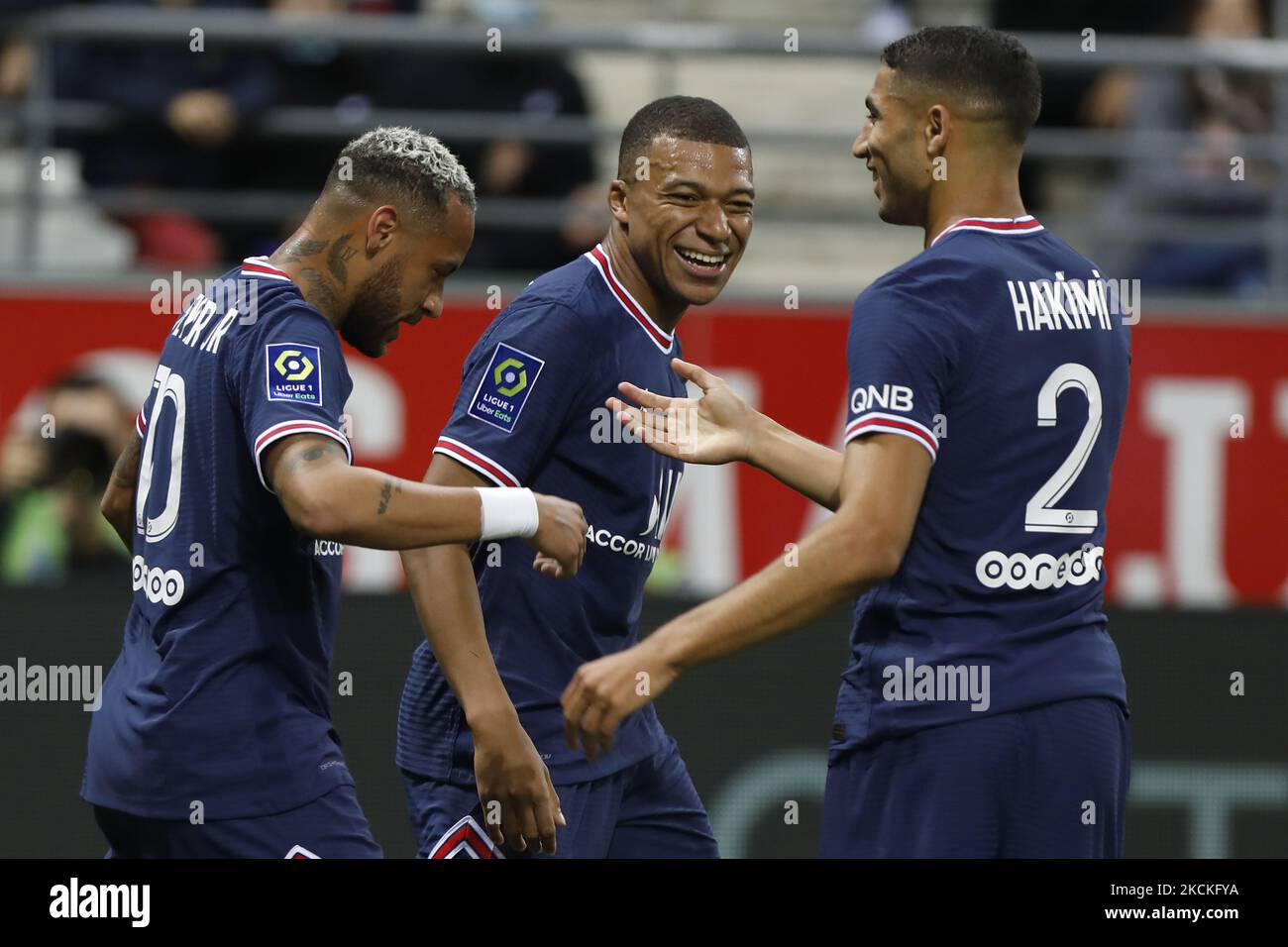 Kylian Mbappe, Kylian Mbappe, Achraf Hakimi during the French championship Ligue 1 football ...