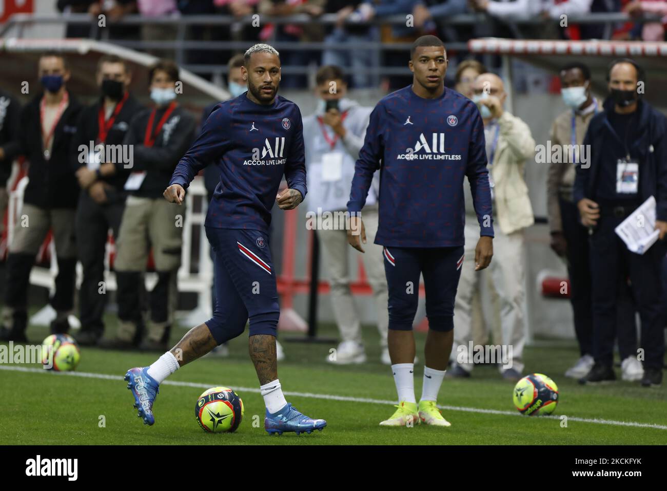Kylian Mbappe and Kylian Mbappe during the French championship Ligue 1 football match between ...