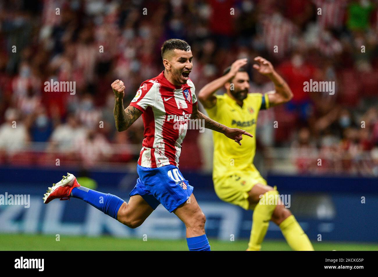 Angel Correa celebrates a goal during La Liga match between Atletico de ...