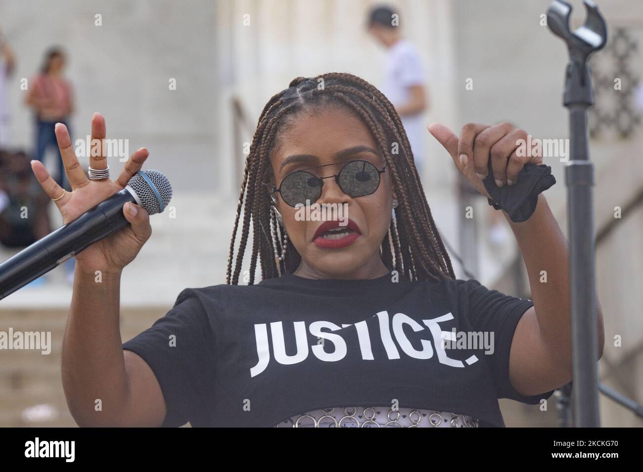 The Black Alley Band performs at the conclusion of the event. (Photo by ...