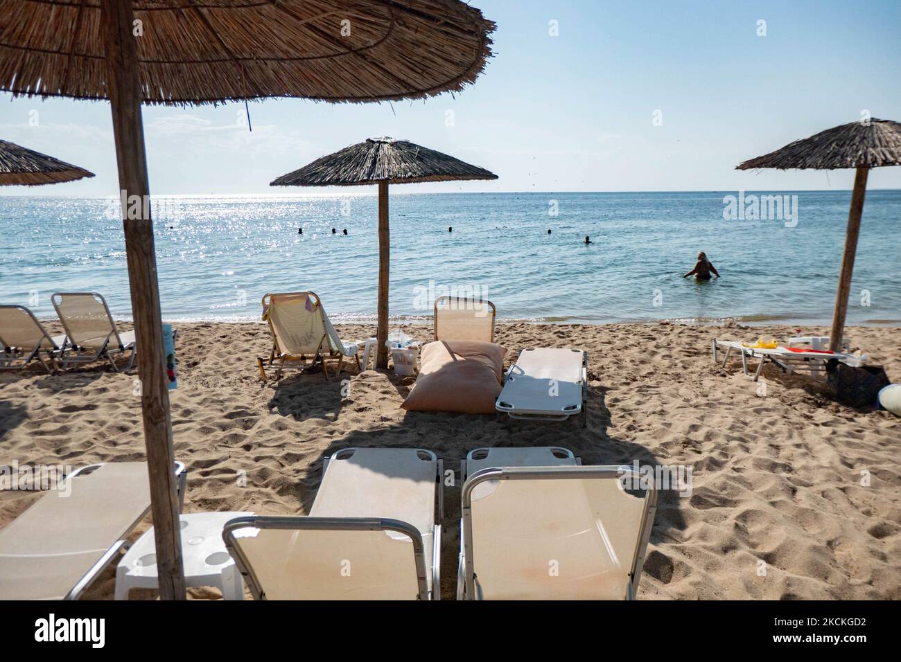 Daily life at the beach with tourists, mainly from the Balkans and ...