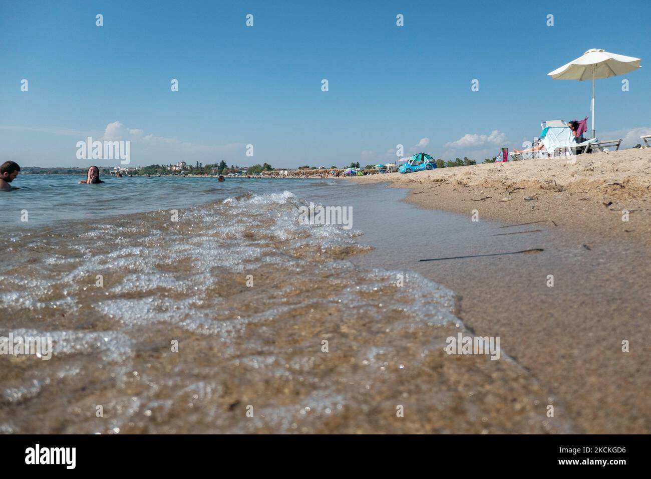 Daily life at the beach with tourists, mainly from the Balkans and ...