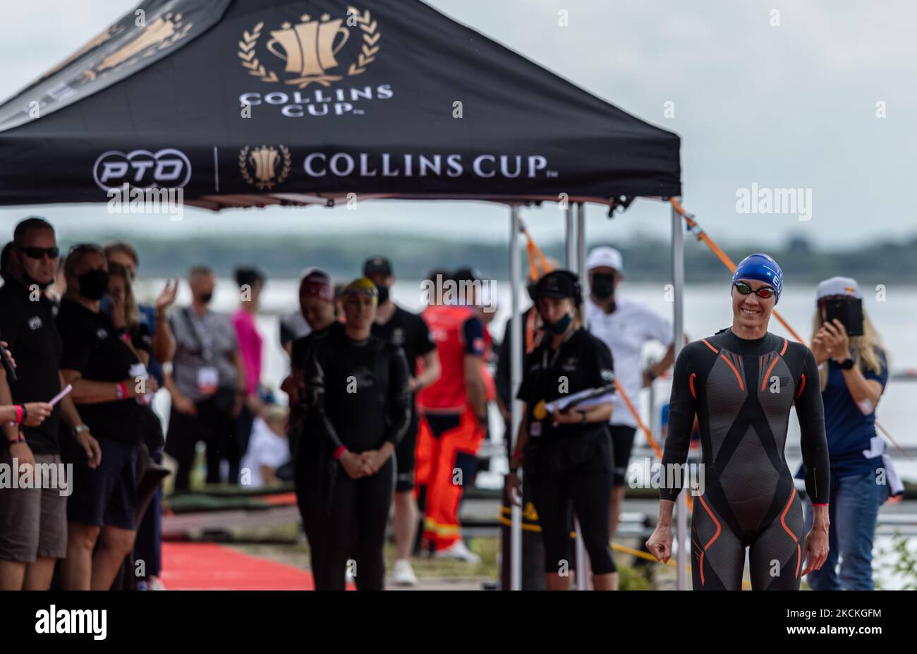 Daniela Ryf of Team Europe before the swim start at The Collins Cup on ...