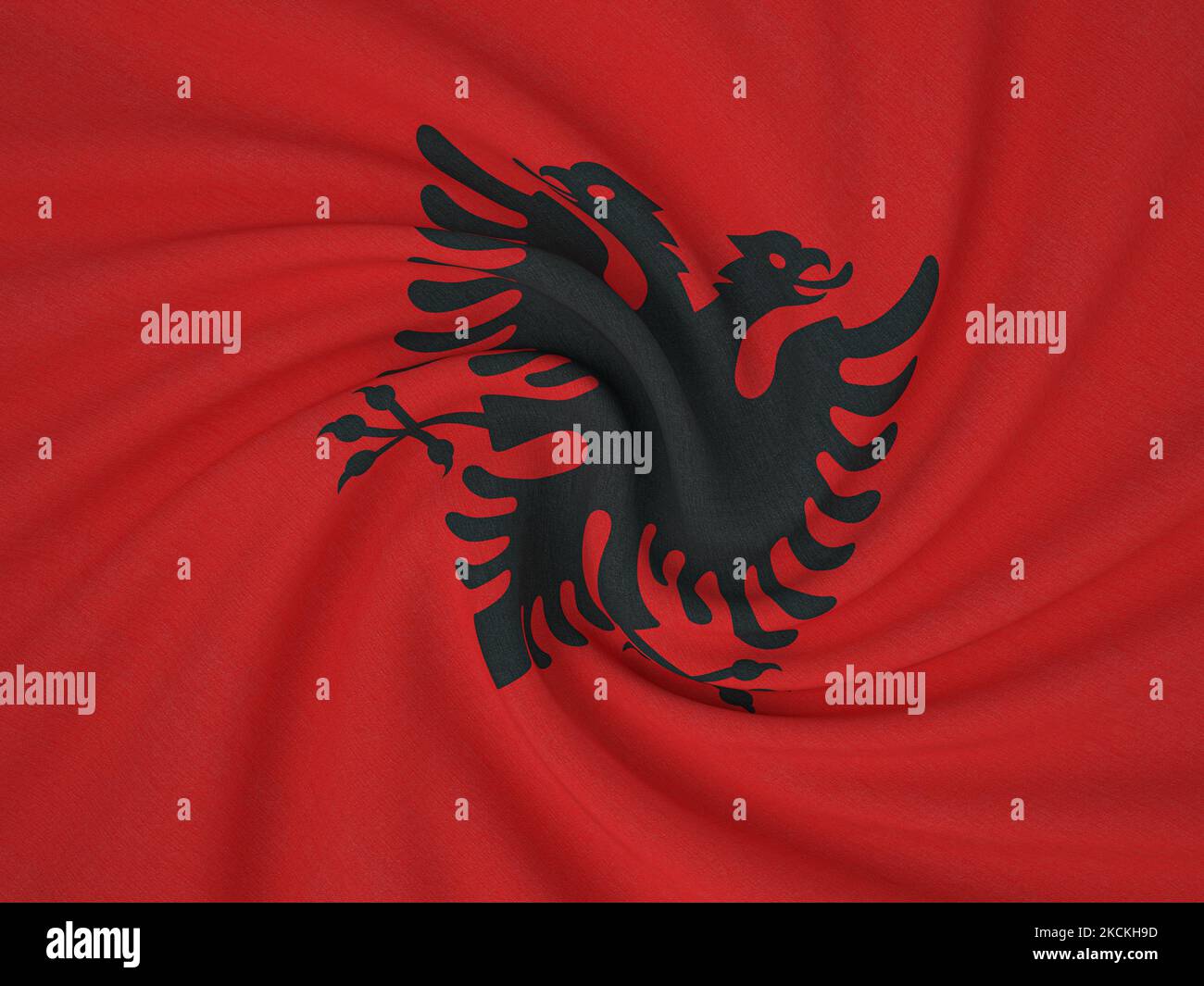 Twisted fabric Albania flag background. 3d illustration Stock Photo - Alamy