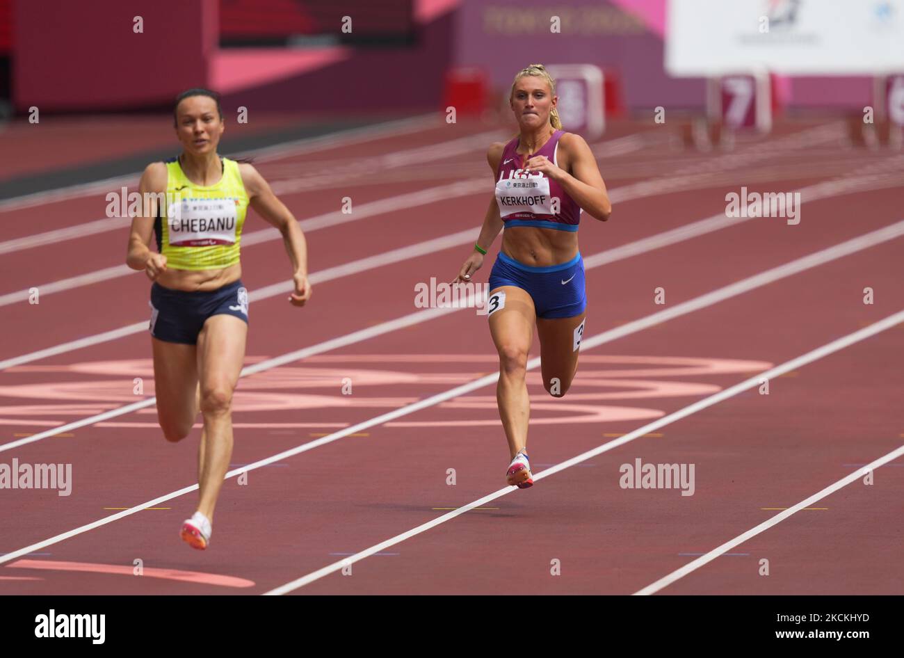 Erin Kerkhoff from USA at 100m during athletics at the Tokyo ...