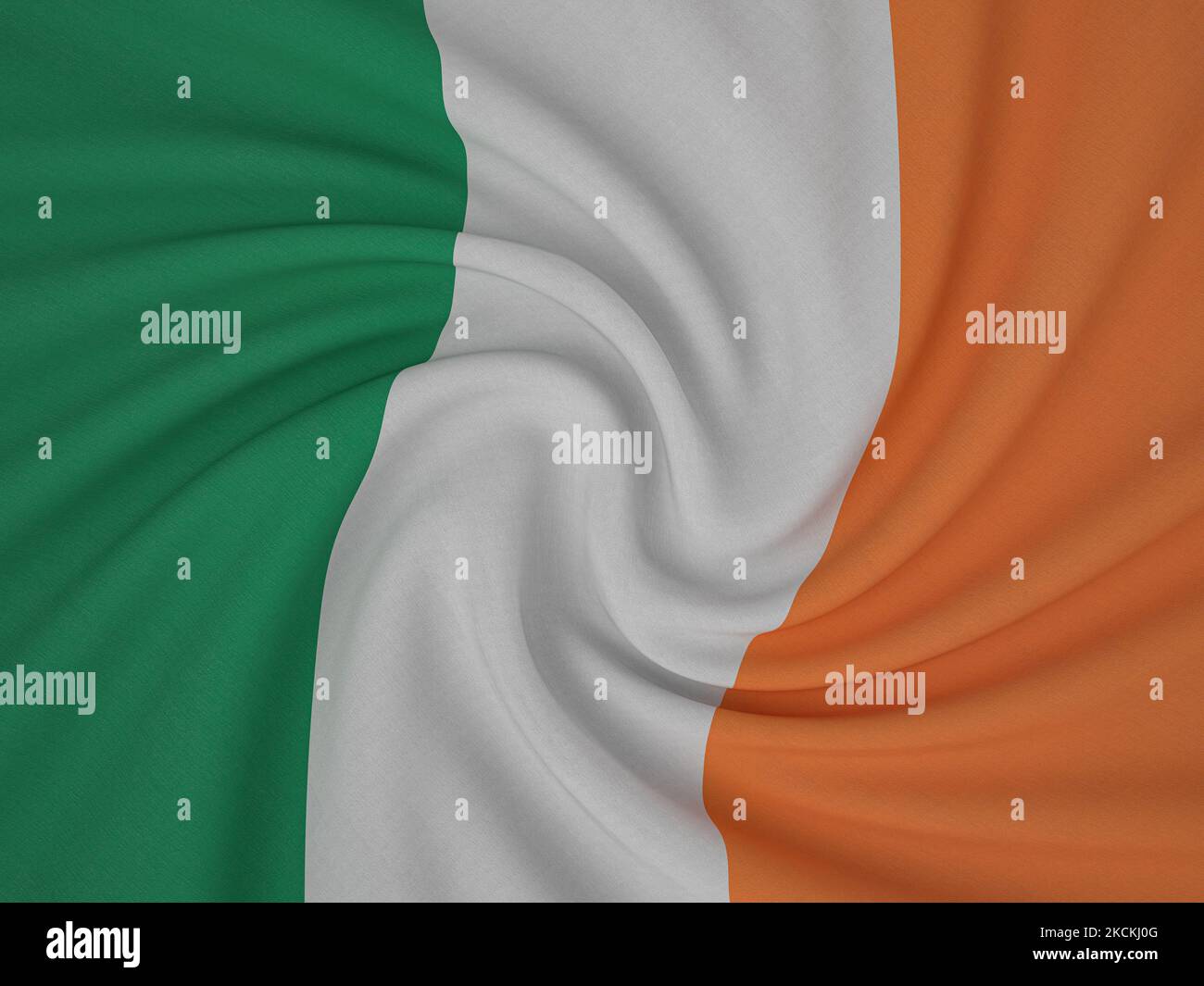 Twisted fabric Ireland flag background. 3d illustration Stock Photo - Alamy
