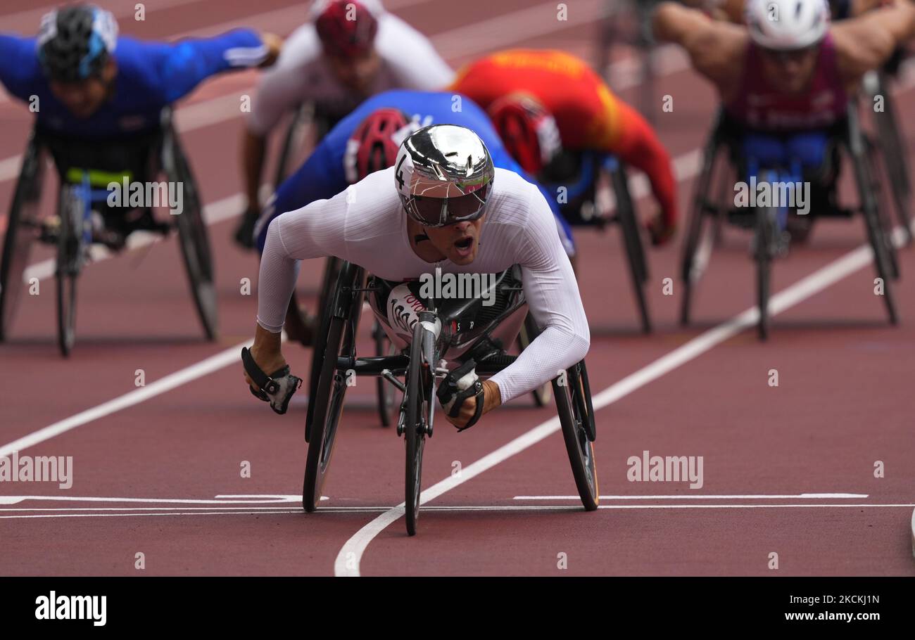 Marcel Hug from Switzerland winning 1500 during athletics at the Tokyo ...