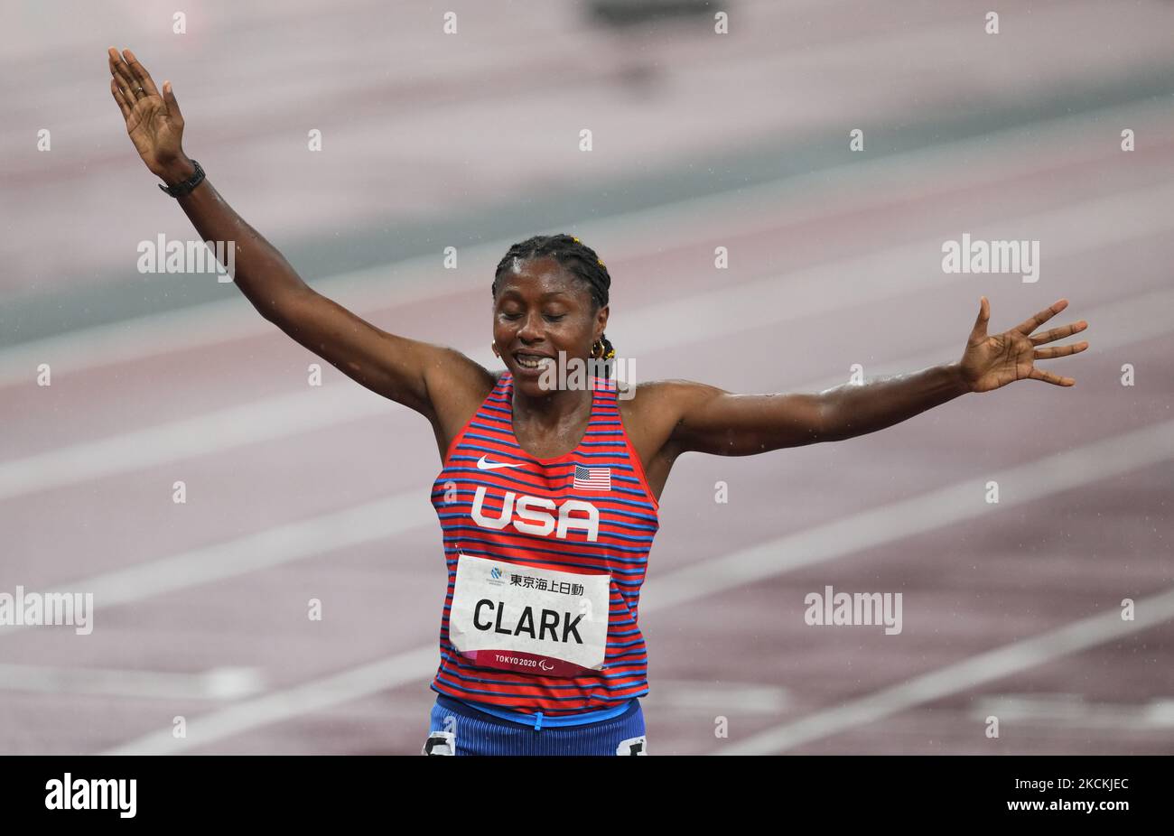 Breanna Clark from USA winning 400m during athletics at the Tokyo ...