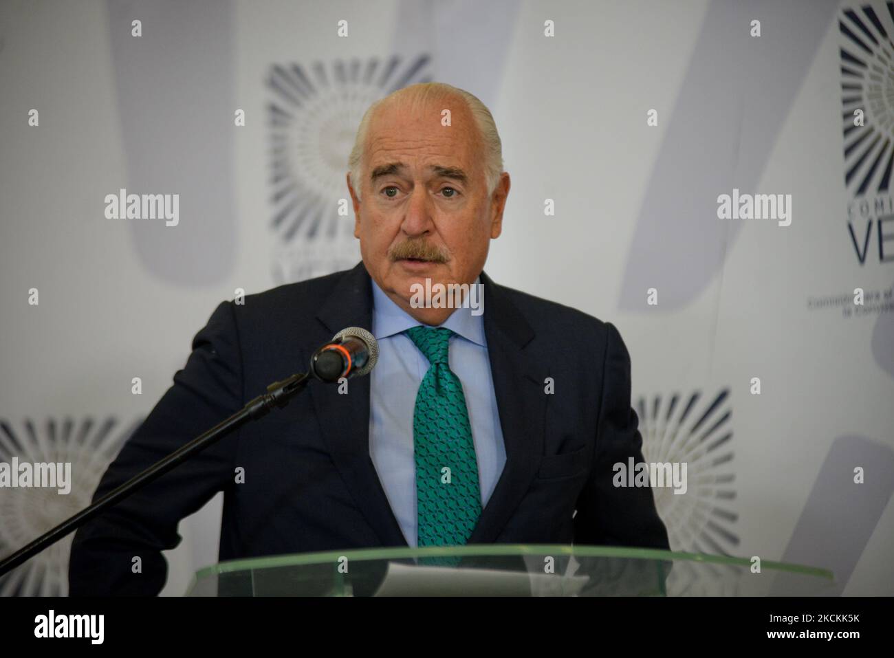 Former Colombian President Andres Pastrana Arango attends the Truth Commission to contribute his ...