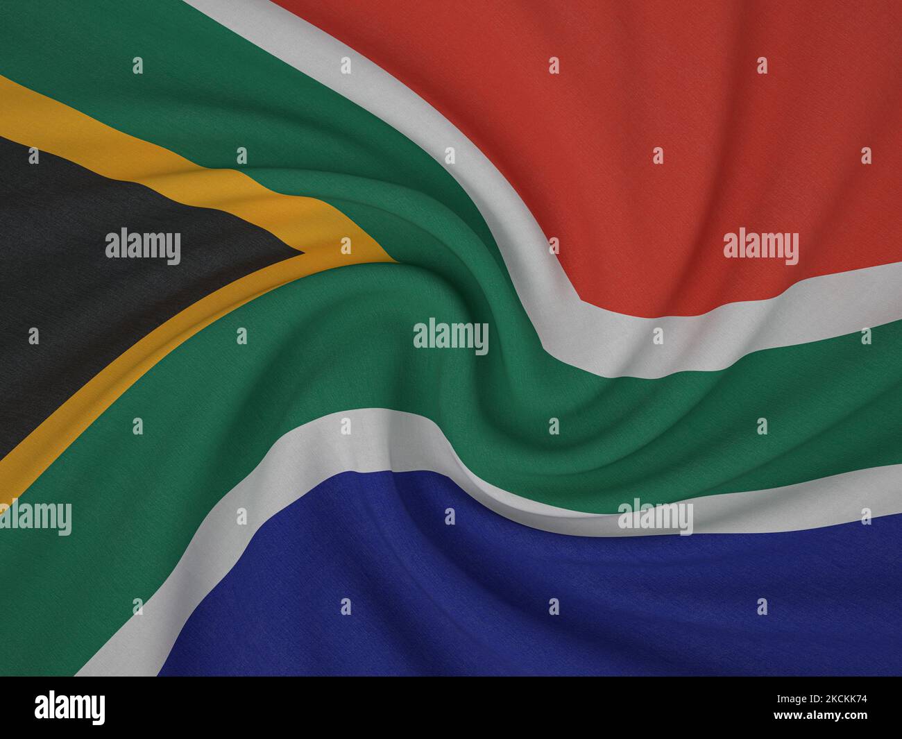 Twisted fabric South Africa flag background. 3d illustration Stock ...