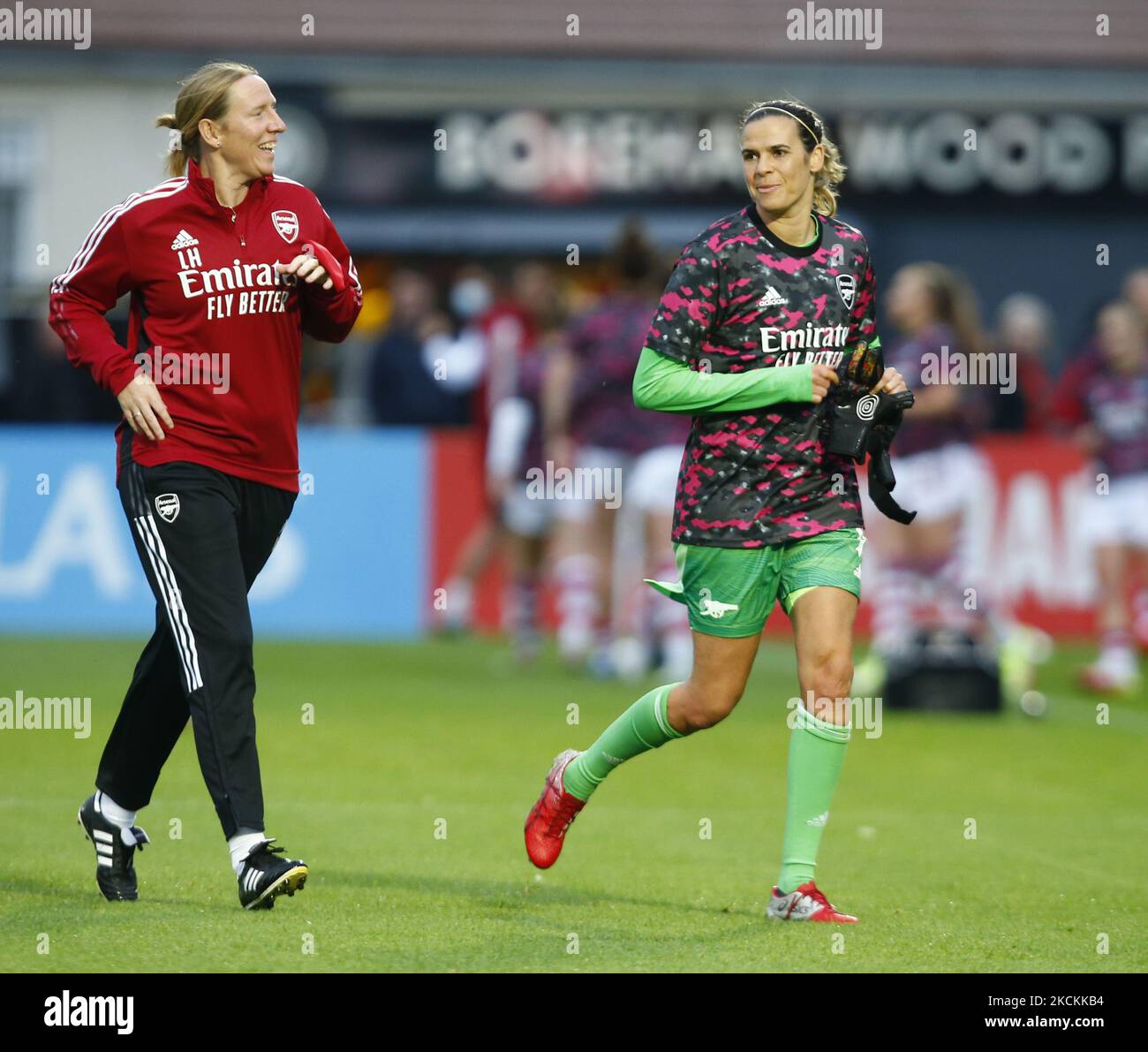 Lydia Williams of Arsenal during the pre-match warm-up during Women's ...