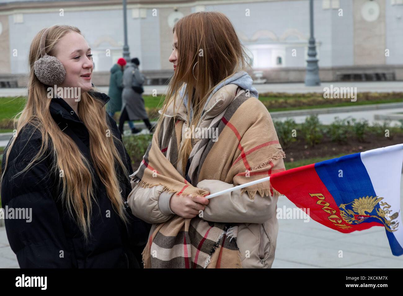 Moscow, Russia. 4th of November, 2022 People wave Russian flags during ...