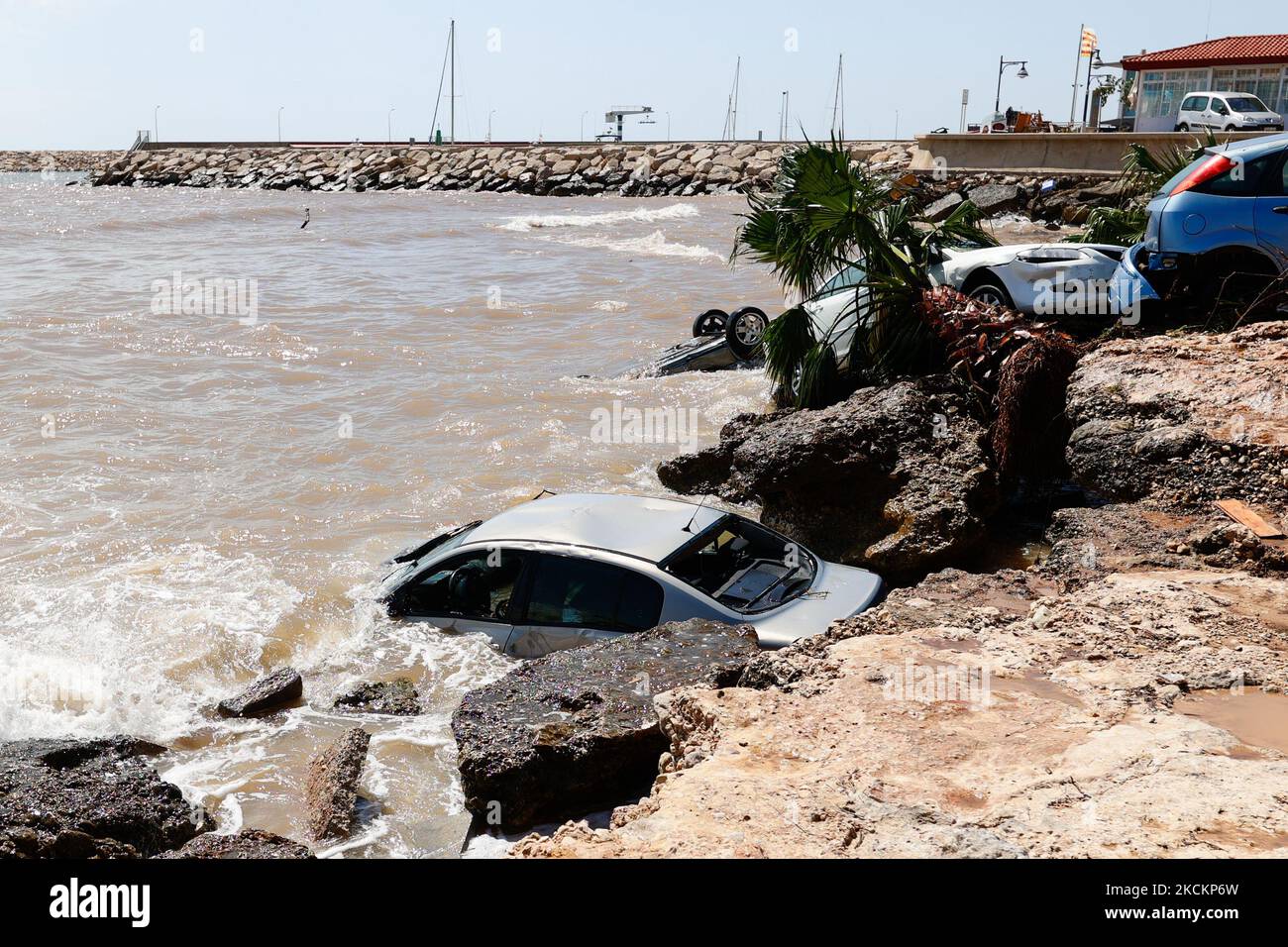 Cars thrown into the sea by floods the day after flash floods on ...