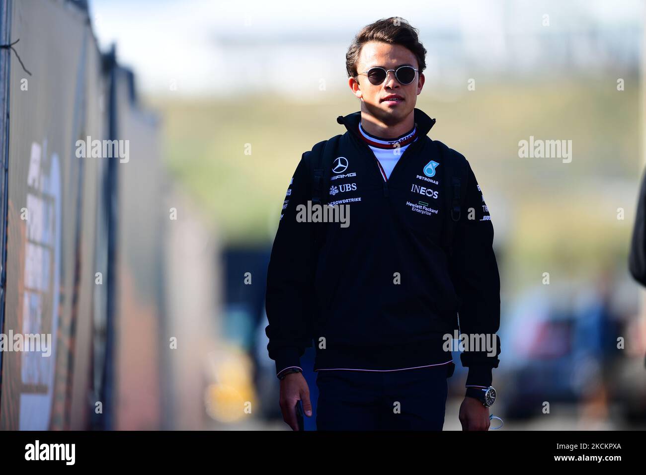 Nick De Vries of Mercedes-AMG Petronas F1 Team arrive in to the paddock ...