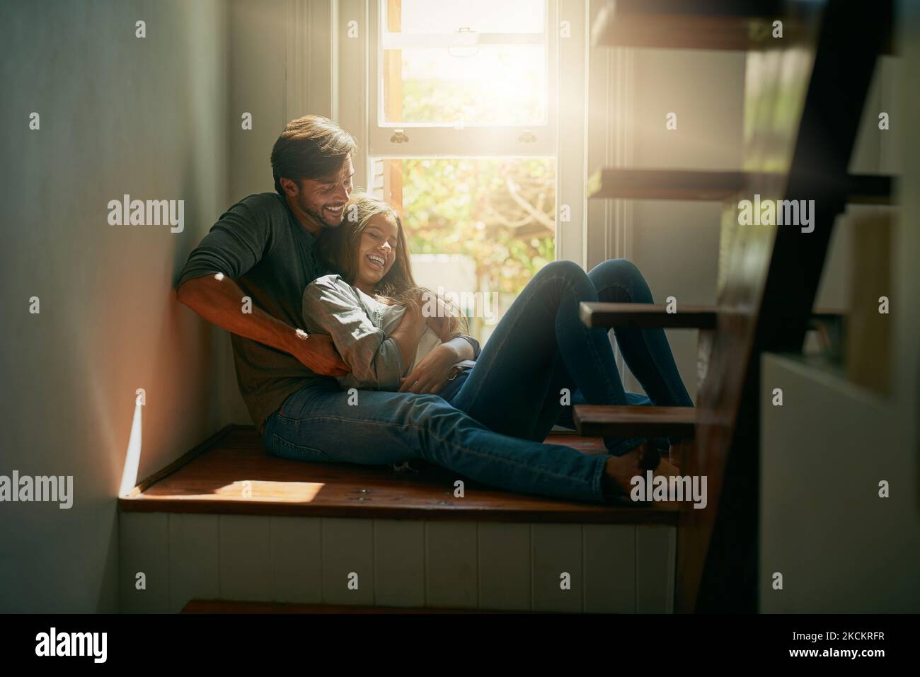 We always have fun together. an affectionate young couple having fun ...