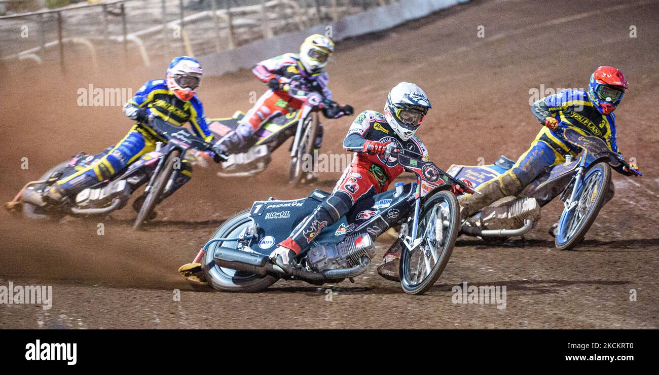 Dan Bewley (White) leads Kyle Howarth (Red)Josh Pickering (Blue) and ...